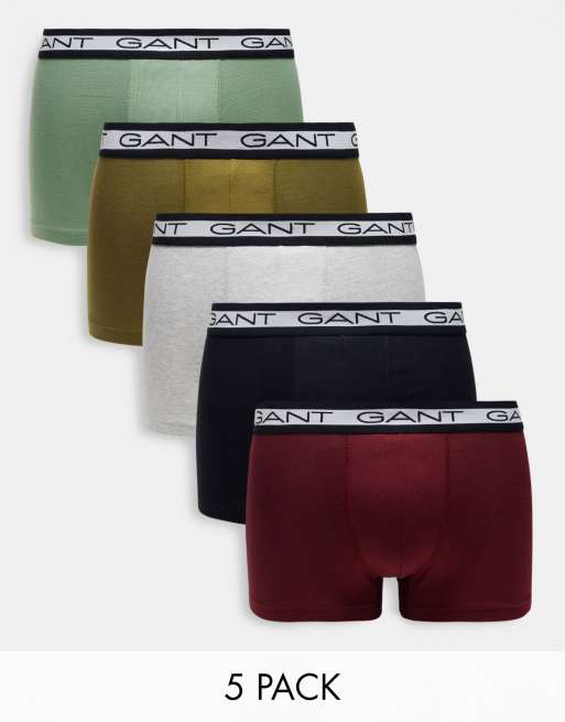 GANT 5 pack trunks in navy, blue, red and gray | ASOS