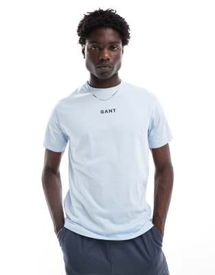 GANT central small logo t-shirt in light blue | ASOS