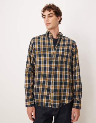 GANT regular fit windblown flannel check shirt in navy | ASOS