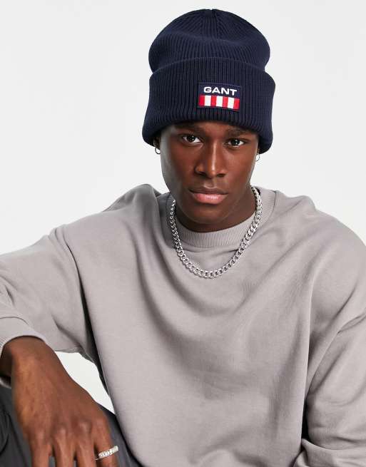 GANT – Wollmütze in Marineblau mit Retro-Wappenlogo | ASOS