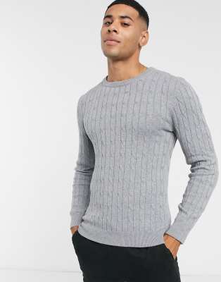 Gianni Feraud Premium Muscle Fit Crew Neck Cable Sweater | ASOS