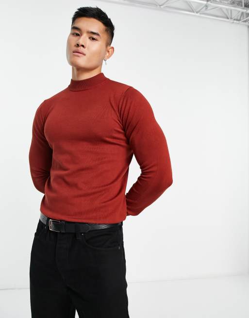 Gianni Feraud - Pull col montant stretch de qualité supérieure coupe moulante - Rouge | ASOS