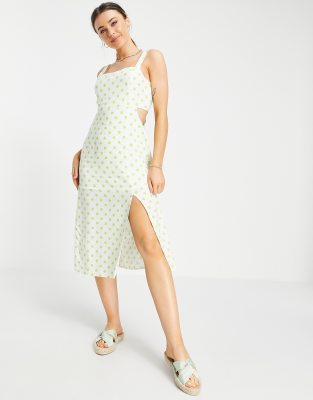 Gilli cut out side midi dress in polka dot | ASOS