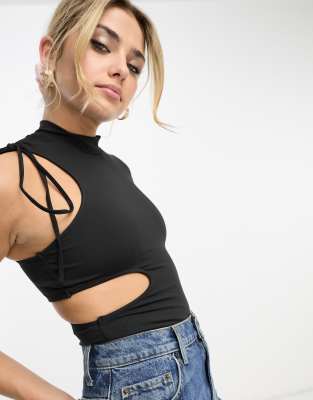 Gilli one shoulder cut out bodysuit in black | ASOS