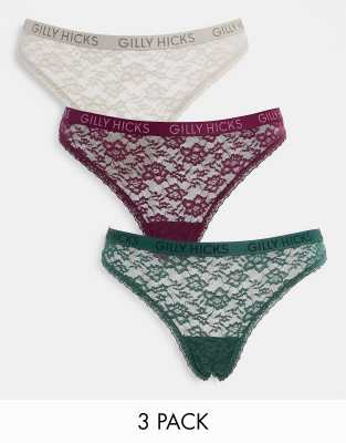 Gilly Hicks Lace Logo Thong In Multi Modesens