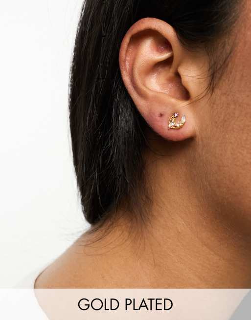 Girls Crew Starscape 18k gold plated moon stud earrings | ASOS