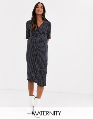 Glamorous Bloom knot front midi dress in ditsy polka dot | ASOS