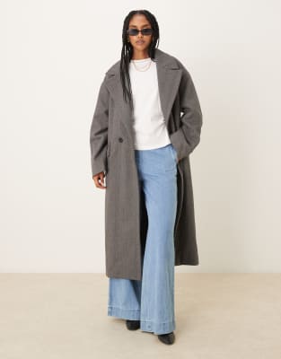 Glamorous chevron coat in charcoal | ASOS