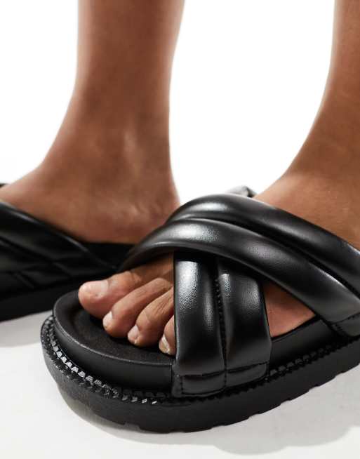Glamorous crossover strap slides in black | ASOS
