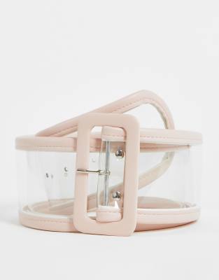 Glamorous Curve Exclusive wide waist blazer belt in clear | ASOS