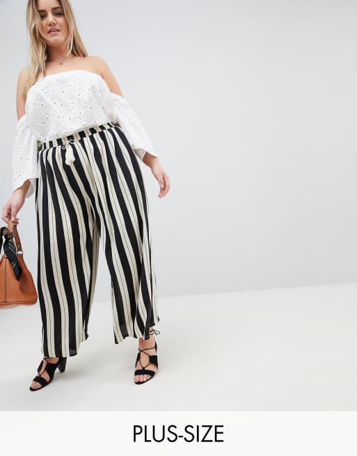 Glamorous Curve Lässige Gestreifte Hose Mit Quastenschnürung Asos