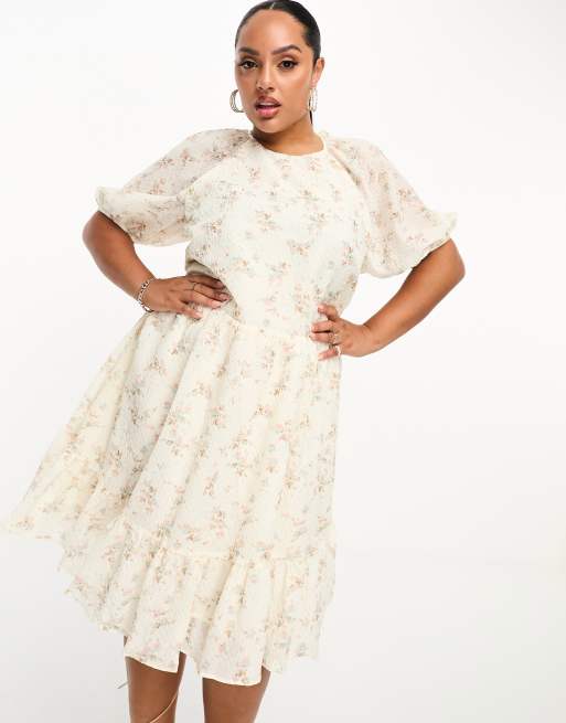 Glamorous Curve Robe Courte Nouée Dans Le Dos à Manches Bouffantes