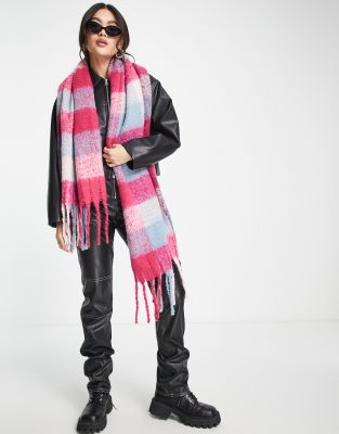Glamorous Exclusive long scarf in pink check | ASOS
