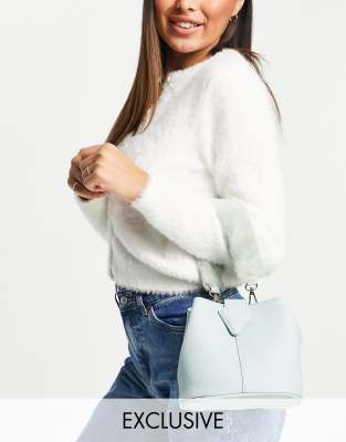 Glamorous Exclusive Mini Grab Bag With Faux Fur Handle In Sage Green ...