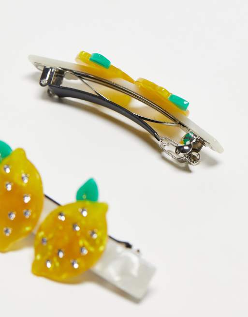 Glamorous lemon hair clip 2 pack | ASOS
