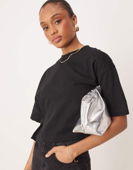 Glamorous pillow clutch bag in silver metallic | ASOS