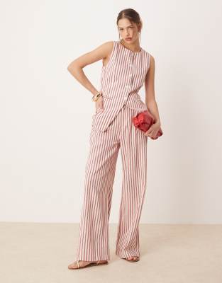 Glamorous red stripe vest set | ASOS