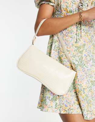 Glamorous – Schultertasche in Creme mit Kroko-Muster | ASOS