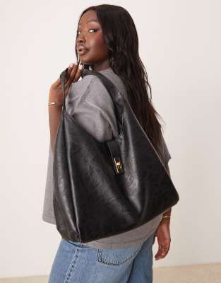 Glamorous - Sort stor løstsiddende tote-taske med hægtelås | ASOS