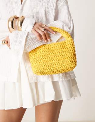 Glamorous straw grab bag in yellow | ASOS