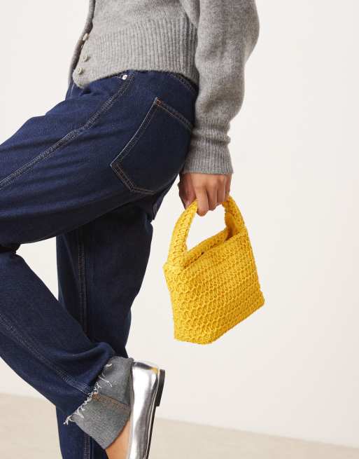 Glamorous straw grab bag in yellow | ASOS