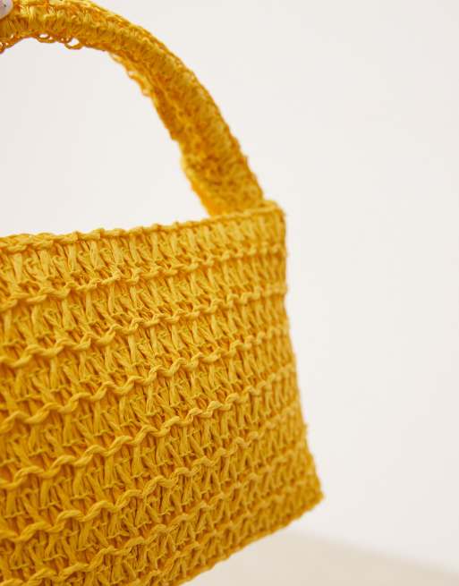 Glamorous straw grab bag in yellow | ASOS