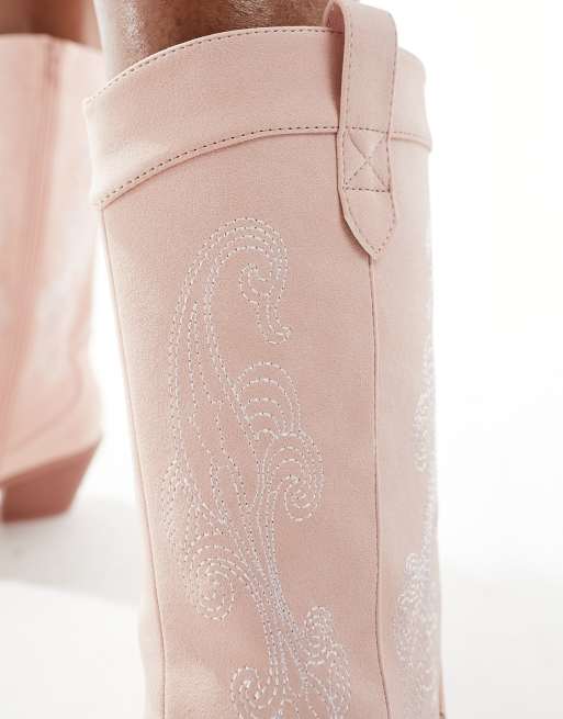 Glamorous western knee boots in pink micro | ASOS