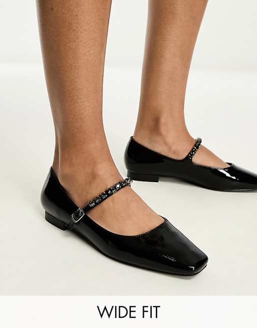 Glamorous Wide Fit – Czarne lakierowane buty typu Mary Jane ze ... Glamorous Wide Fit – Czarne lakierowane buty typu Mary Jane ze ...