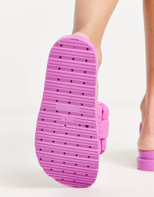 Glamorous Wide Fit padded weave slides in pink | ASOS