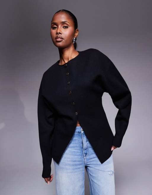 Good American soft touch knitted tailored cardigan in black | ASOS