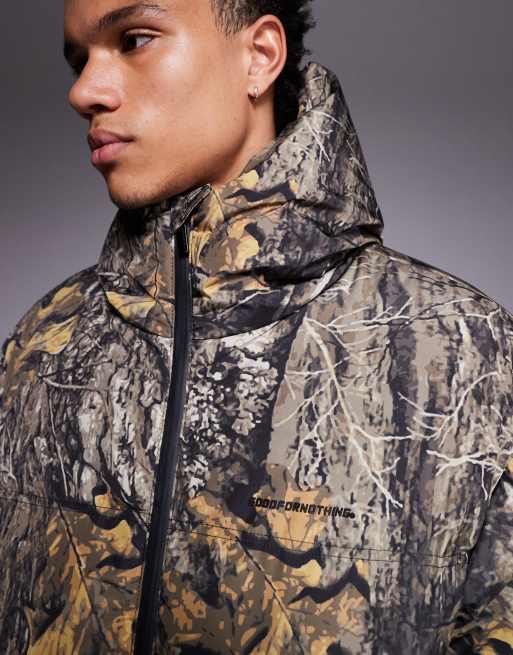 Good For Nothing puffer jacket in all over real tree camo print | ASOS