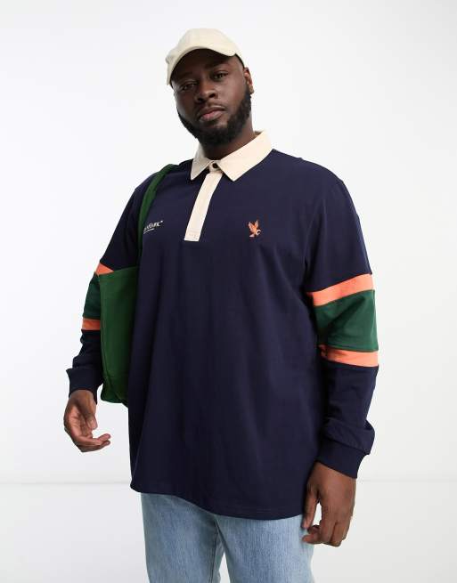Grey Hawk Plus polo top in navy | ASOS
