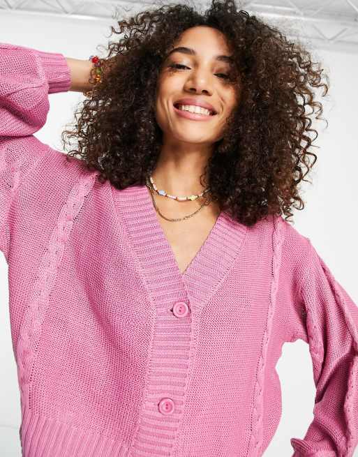 Heartbreak Cable Knit Cardigan Co Ord In Dusky Pink Asos