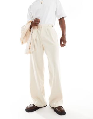 Heathe Zik wide leg tailored pants in cream (part of a set) | ASOS