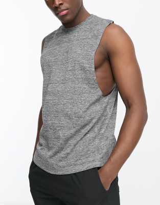HIIT drop armhole training tank top in gray heather | ASOS