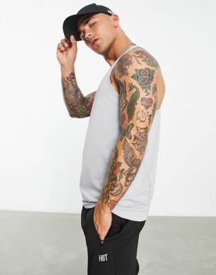 HIIT mesh training tank top in gray | ASOS