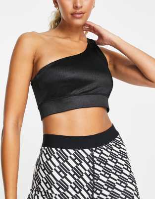 HIIT one shoulder crop top in black gloss | ASOS