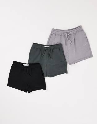 Hollister 3 pack 8"" jersey shorts in grey and black | ASOS