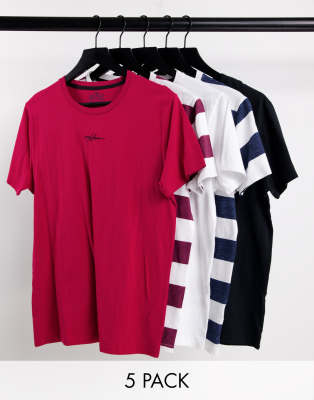 Hollister 5 pack central logo t-shirts in multi | ASOS