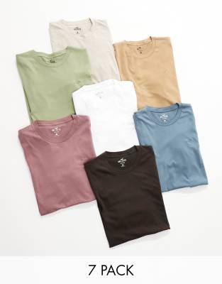 Hollister 7 pack icon logo t-shirt in white/black/grey/blue/green ...
