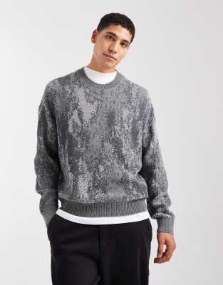 Hollister cable knit vintage jumper in green splatter | ASOS