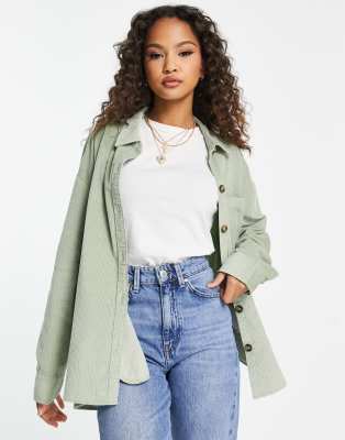 Hollister cord shacket in green | ASOS