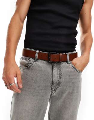 Hollister core leather belt in brown | ASOS