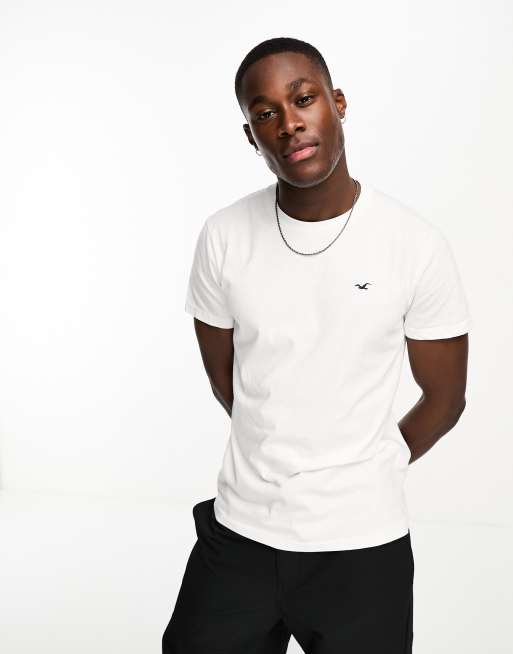 Hollister crew neck seagull logo t shirt in white