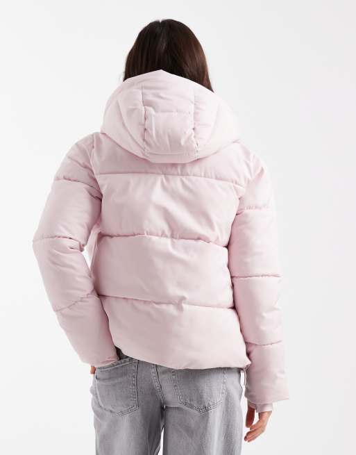 Hollister high neck puffer jacket in pink | ASOS
