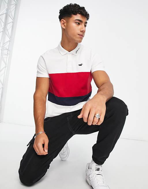 Hollister icon logo color block polo in white | ASOS Hollister icon logo color block polo in white | ASOS