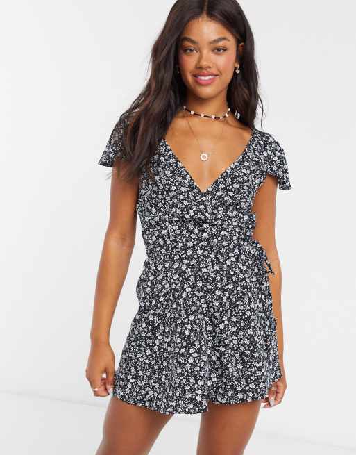 Hollister playsuit in black ditsy | ASOS