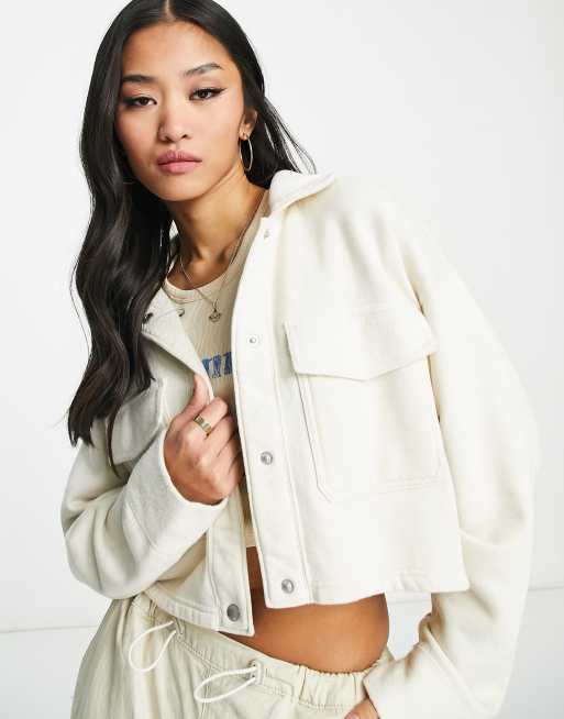 Hollister shacket in cream | ASOS