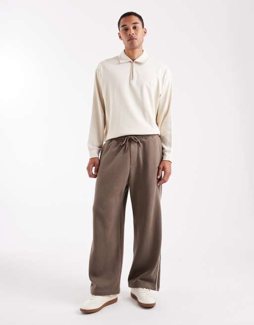 Hollister super baggy uncuffed joggers in brown | ASOS