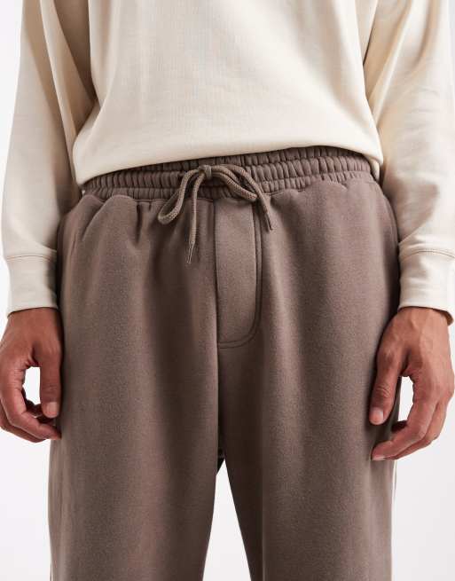 Hollister super baggy uncuffed joggers in brown | ASOS